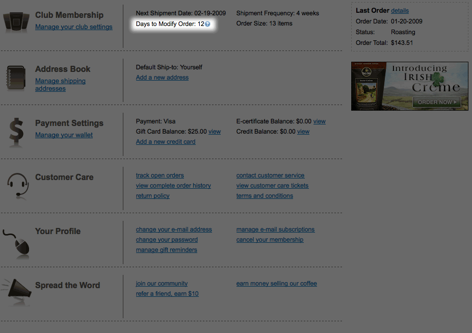 Boca Java - Club Account Management Features