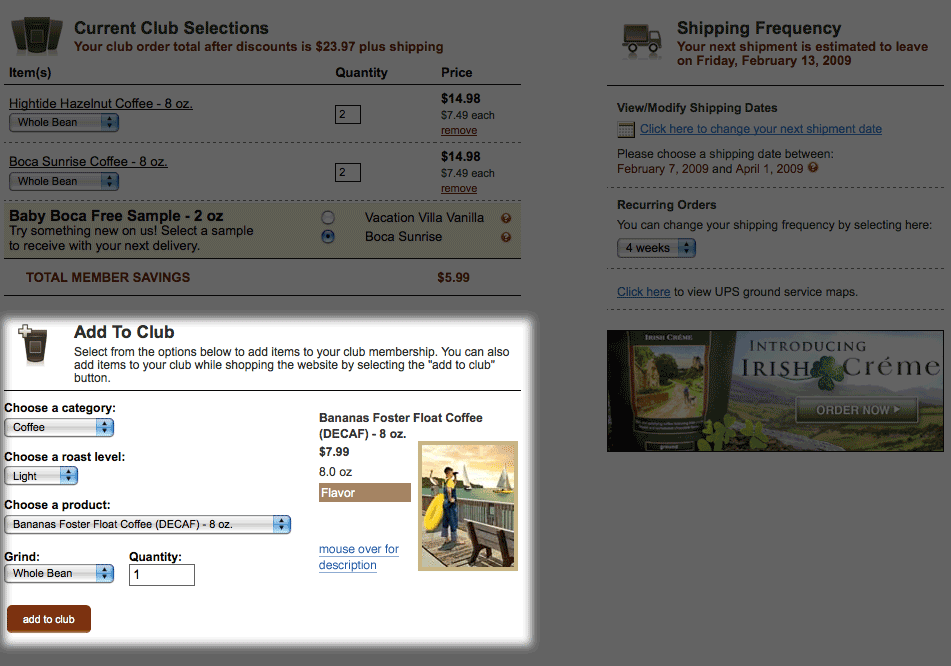 Boca Java - Club Account Management Features